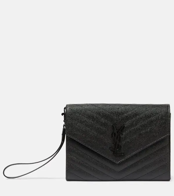 Saint Laurent Cassandre Matelassé Leather Clutch - Black