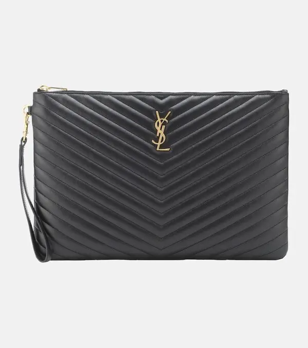 Saint Laurent Cassandre Matelassé Leather Clutch - Black