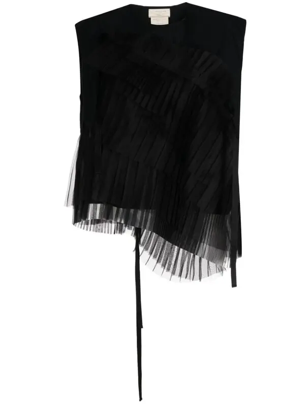 SHANSHAN RUAN Asymmetric Silk Tank Top