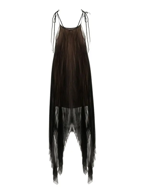 SHANSHAN RUAN Asymmetric Pleated Midi Dress