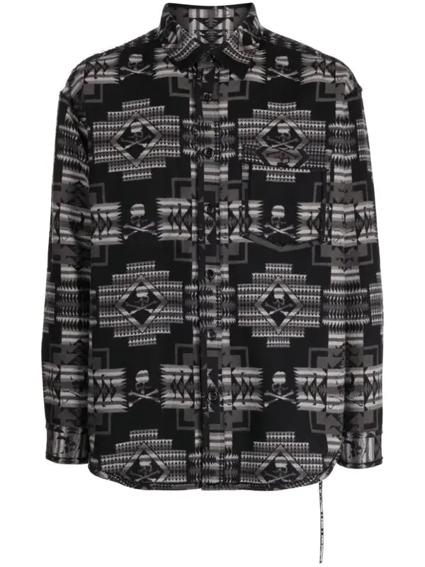 MASTERMIND WORLD Chimayo Jacquard Cotton Shirt - Black