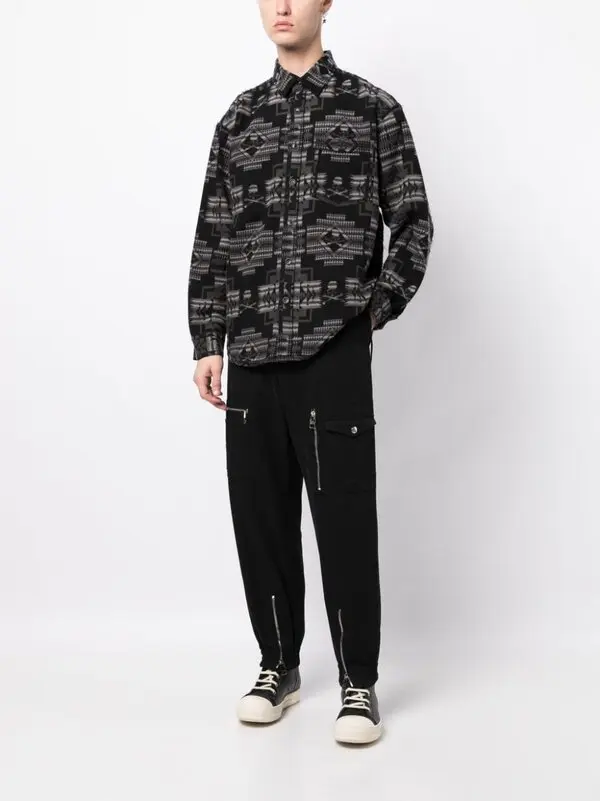 MASTERMIND WORLD Chimayo Jacquard Cotton Shirt - Black