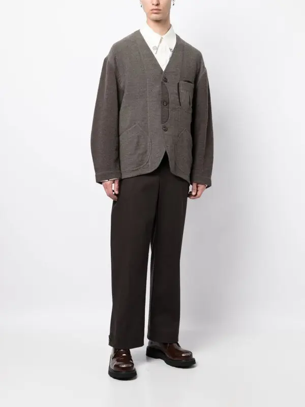 ZIGGY CHEN Patchwork-design V-neck Jacket