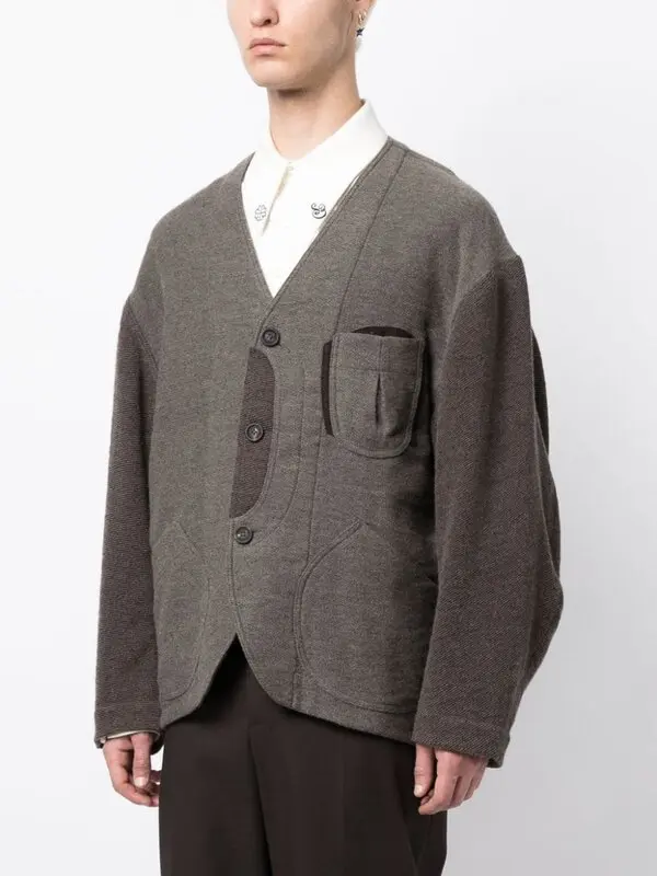 ZIGGY CHEN Patchwork-design V-neck Jacket