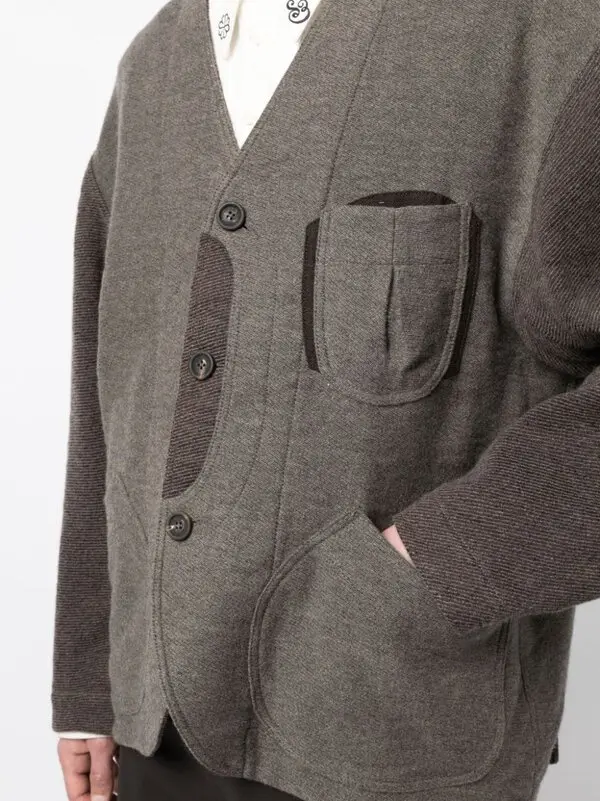 ZIGGY CHEN Patchwork-design V-neck Jacket