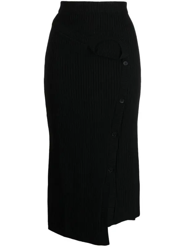 FENG CHEN WANG Ribbed-knit Wool Midi Skirt
