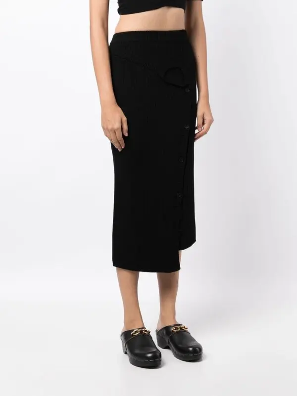 FENG CHEN WANG Ribbed-knit Wool Midi Skirt
