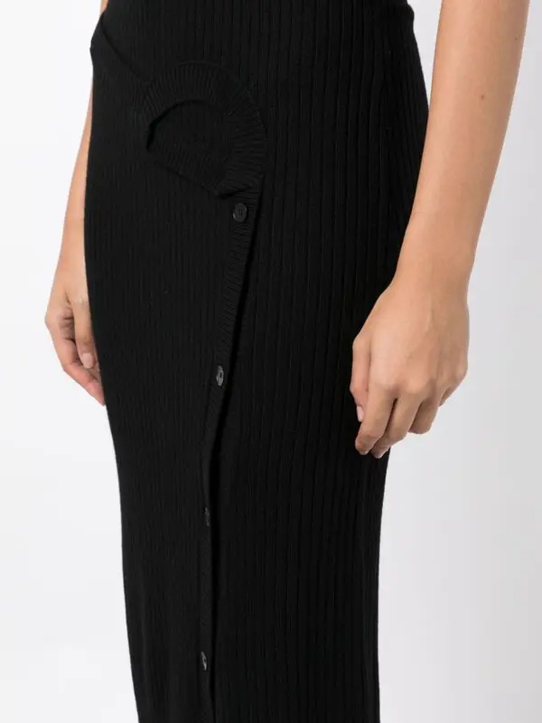 FENG CHEN WANG Ribbed-knit Wool Midi Skirt