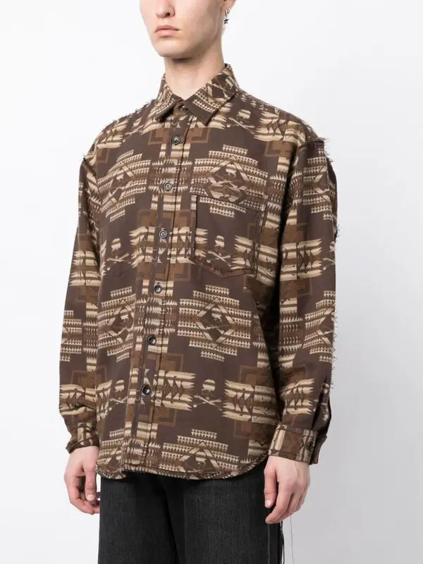 MASTERMIND WORLD Chimayo Jacquard Cotton Shirt - Brown