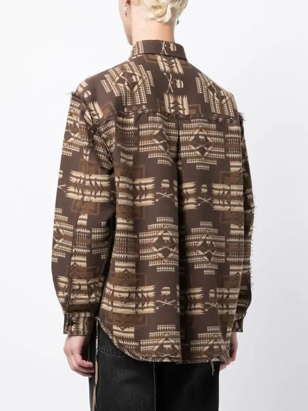 MASTERMIND WORLD Chimayo Jacquard Cotton Shirt - Brown
