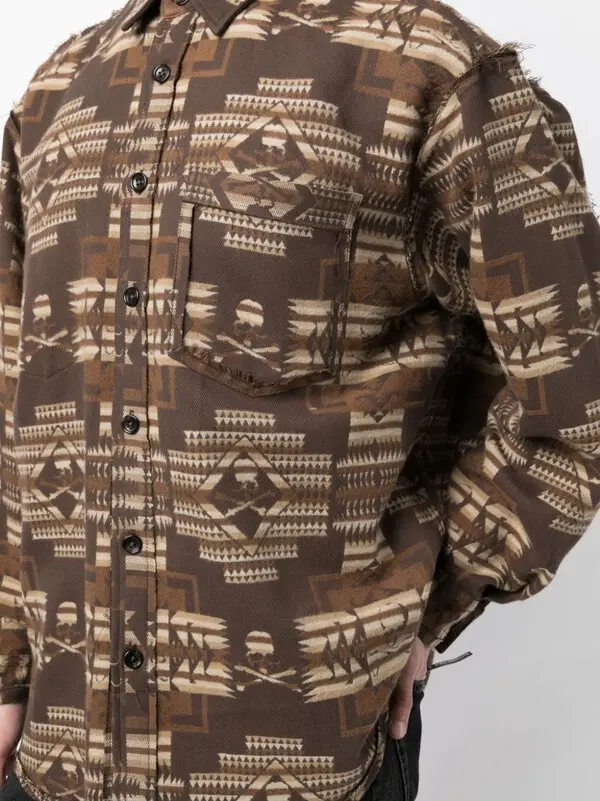 MASTERMIND WORLD Chimayo Jacquard Cotton Shirt - Brown