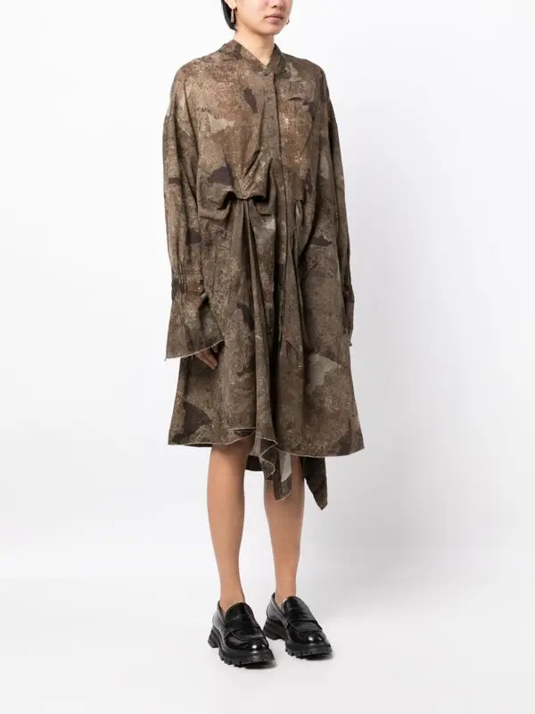 ZIGGY CHEN Irratic Fold Collage Shirtdress