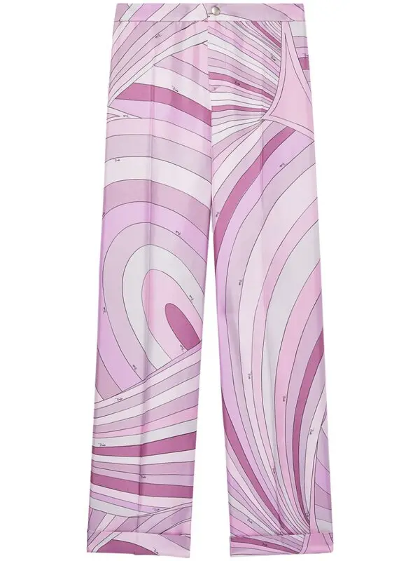 Emilio Pucci Abstract-print Silk Trousers - Purple