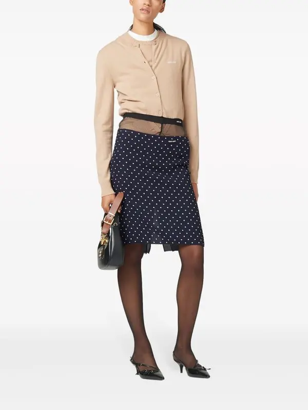 Miu Miu Logo-intarsia Cashmere Top - Neutrals