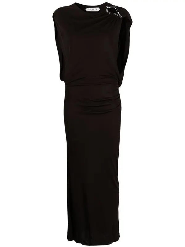 LANVIN Brooch-detail Maxi Dress