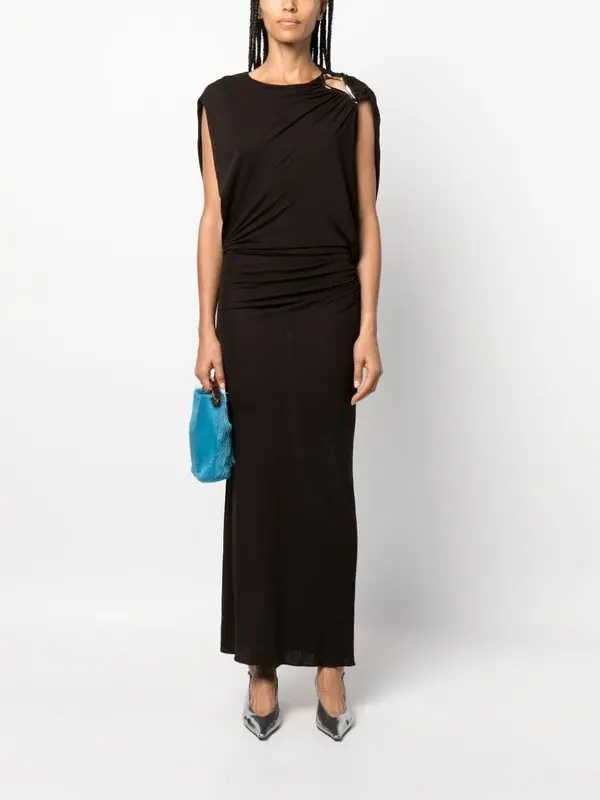 LANVIN Brooch-detail Maxi Dress