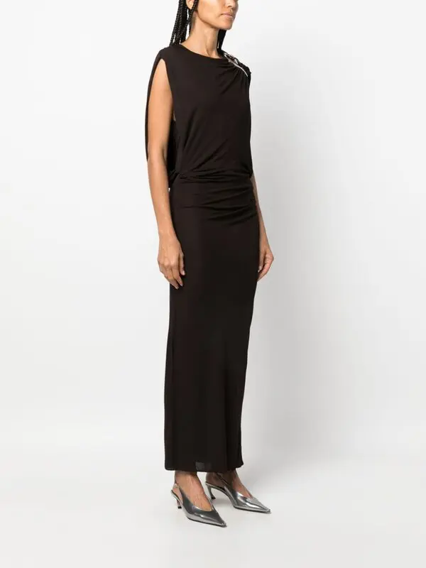 LANVIN Brooch-detail Maxi Dress
