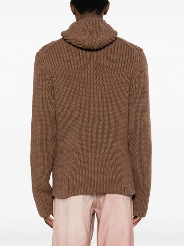 LANVIN Ribbed-knit Hooded Jumper
