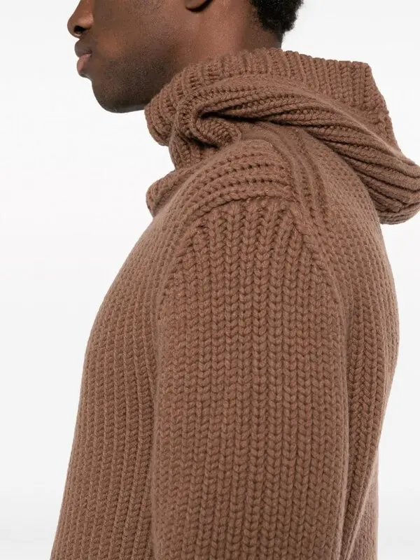 LANVIN Ribbed-knit Hooded Jumper
