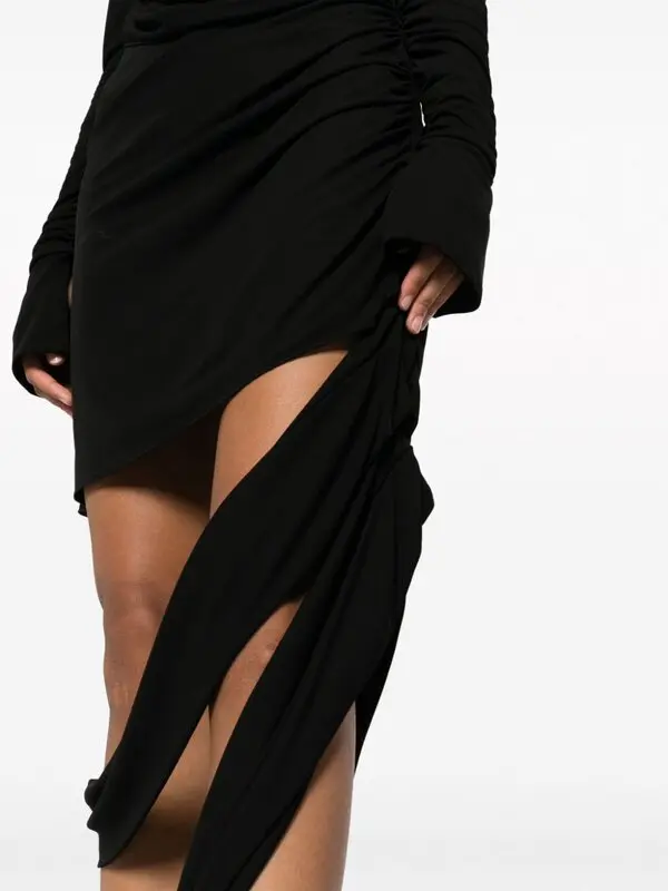 ANDREĀDAMO Asymmetric Draped Cut-out Dress - Black