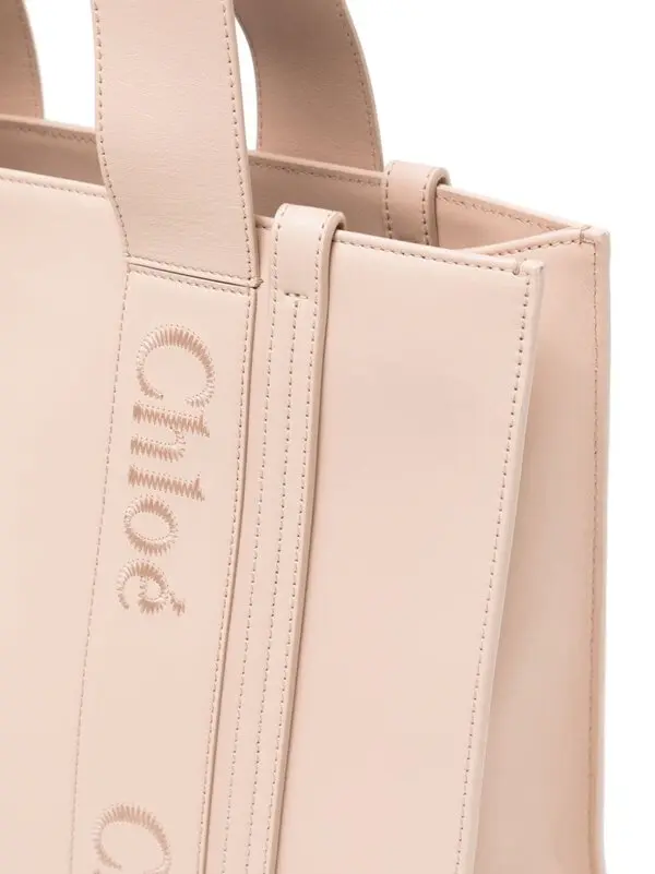 Chloé Medium Woody Leather Tote - Pink
