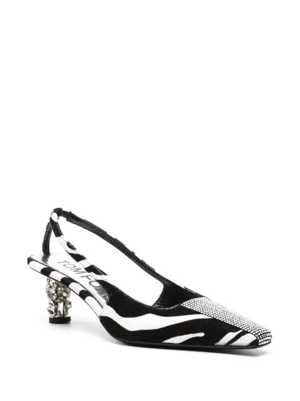 TOM FORD 70mm Zebra-print Slingback Pumps