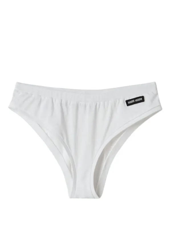 Miu Miu Logo-patch Cotton Briefs - White
