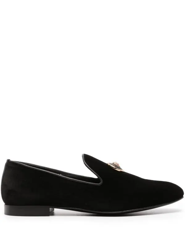 Versace Medusa Velvet Loafers - Black