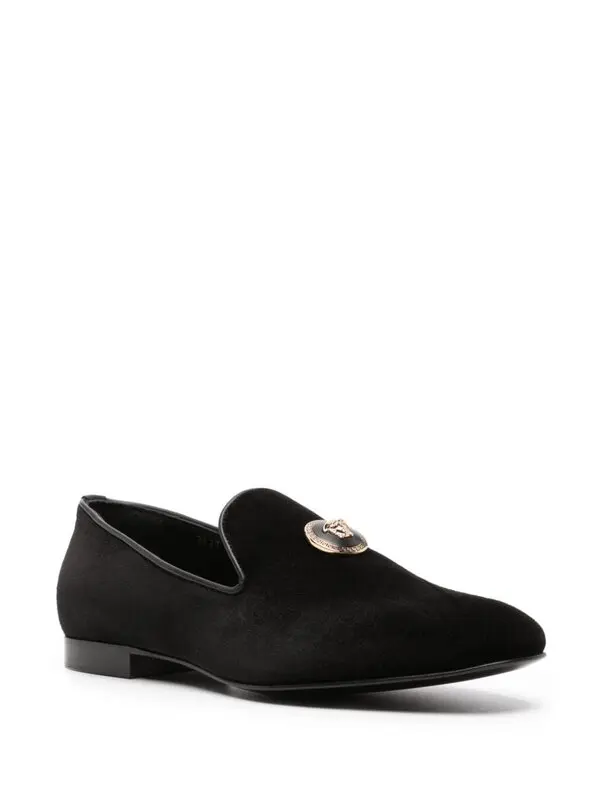 Versace Medusa Velvet Loafers - Black