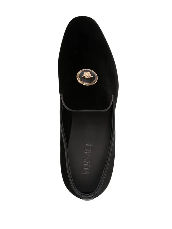 Versace Medusa Velvet Loafers - Black