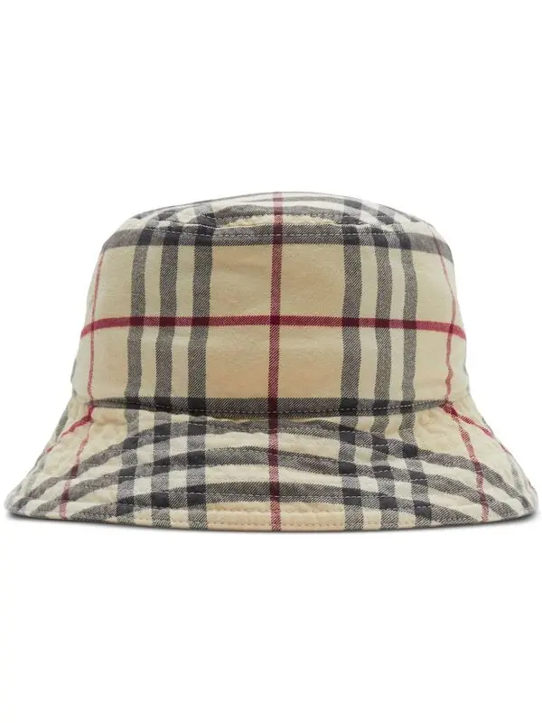 Burberry Vintage Check Cotton Bucket Hat - Neutrals