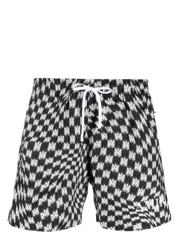 Amiri Wavy Ma-logo Drawstring-waisted Swim Shorts