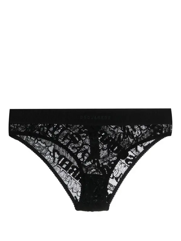 Dsquared2 Logo-embroidered Lace Briefs - Black