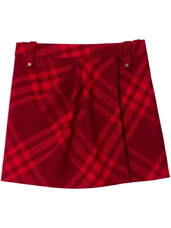 Burberry Check-pattern Wool Miniskirt - Red