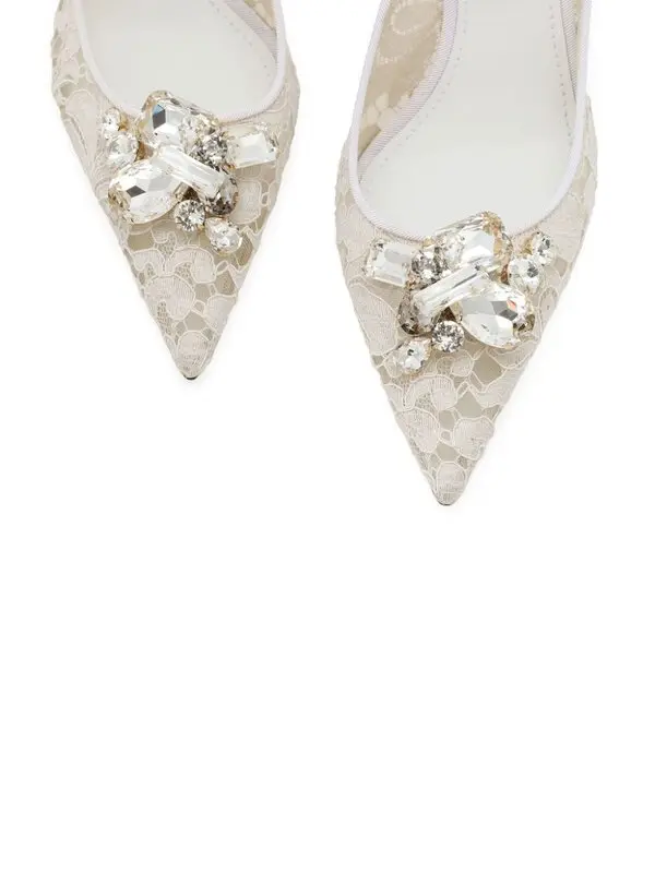 Dolce & Gabbana Crystal Lace Slingback Pumps - Neutrals