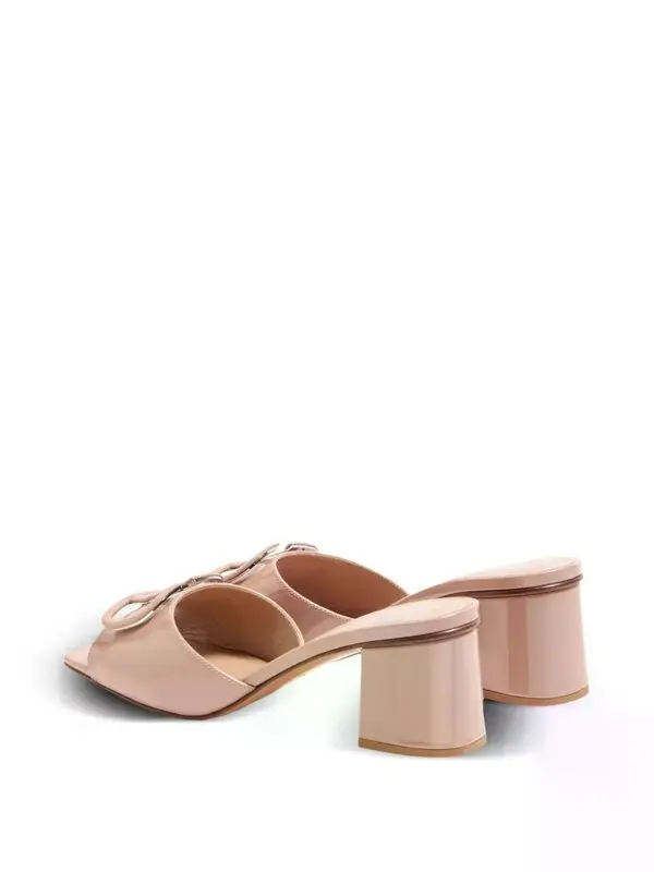 Valentino Garavani Vlogo Signature Patent Leather Block Heel Slide Sandal - Neutrals