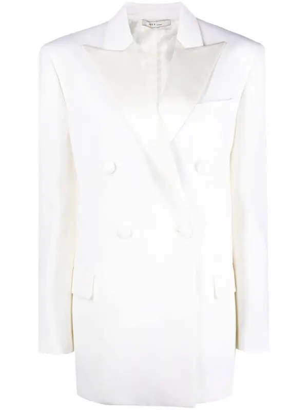 REV Virgin Wool Double-breasted Coat - White