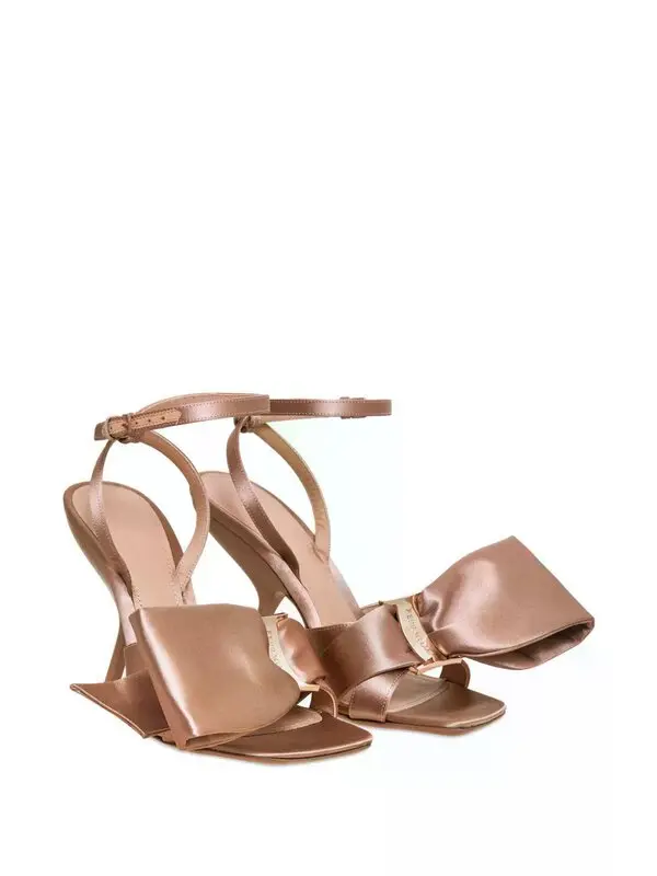 FERRAGAMO 105mm Asymmetric-bow Satin Sandals - Neutrals