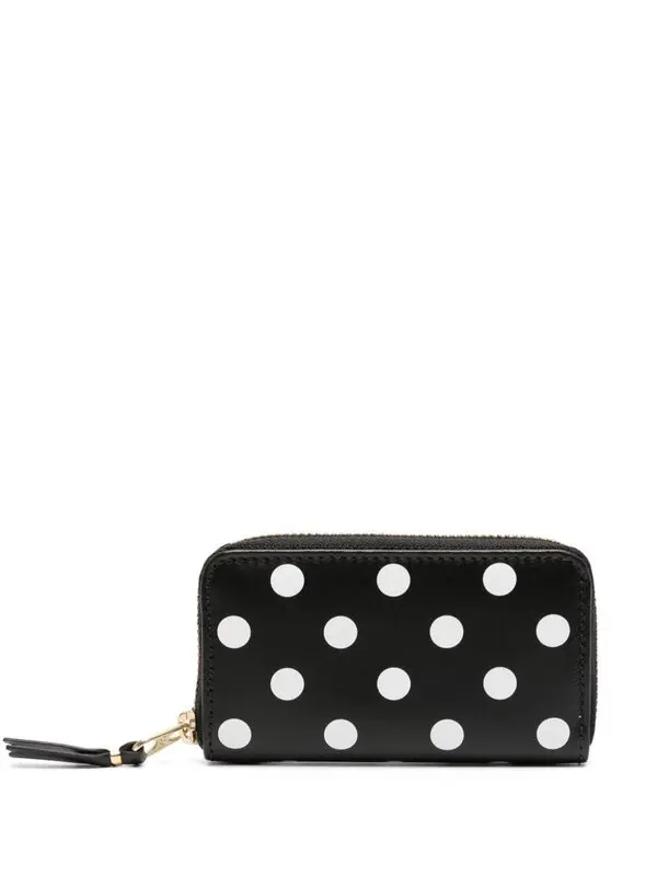 Comme Des Garçons Polka Dot-print Leather Wallet - Black