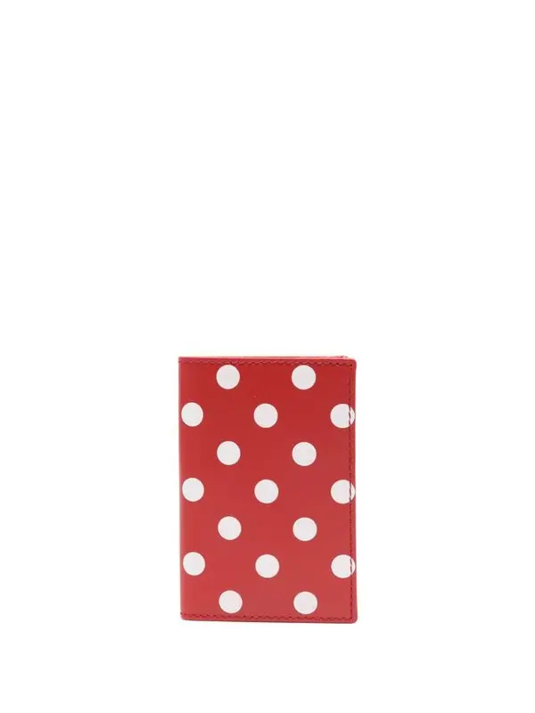 Comme Des Garçons Polka Dot-print Leather Wallet - Red