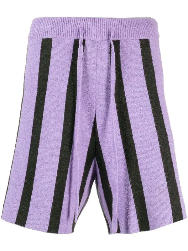 Nanushka Walter Striped Terry-cloth Shorts - Purple