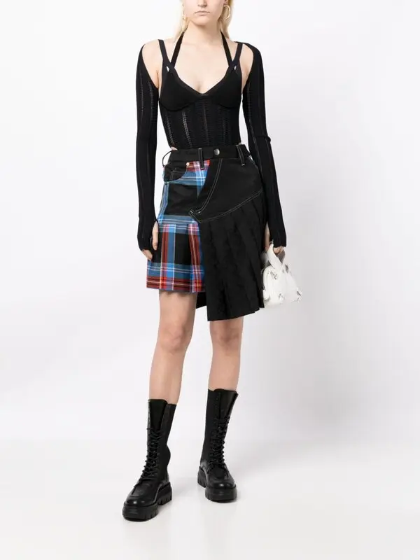 CHARLES JEFFREY Asymmetric Plaid Miniskirt