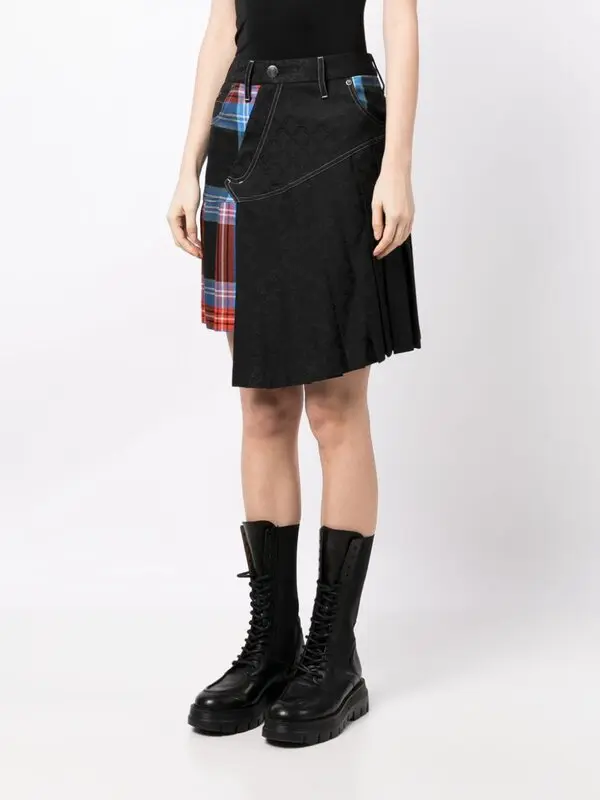 CHARLES JEFFREY Asymmetric Plaid Miniskirt