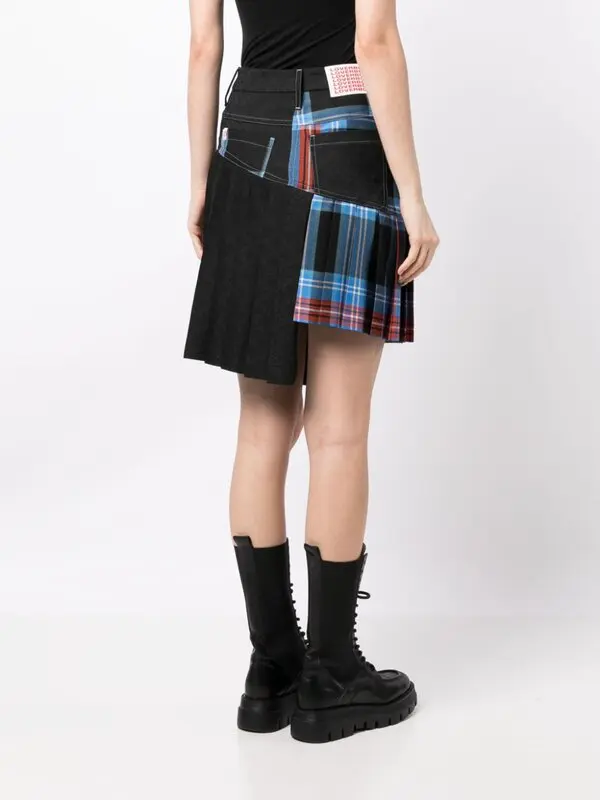 CHARLES JEFFREY Asymmetric Plaid Miniskirt