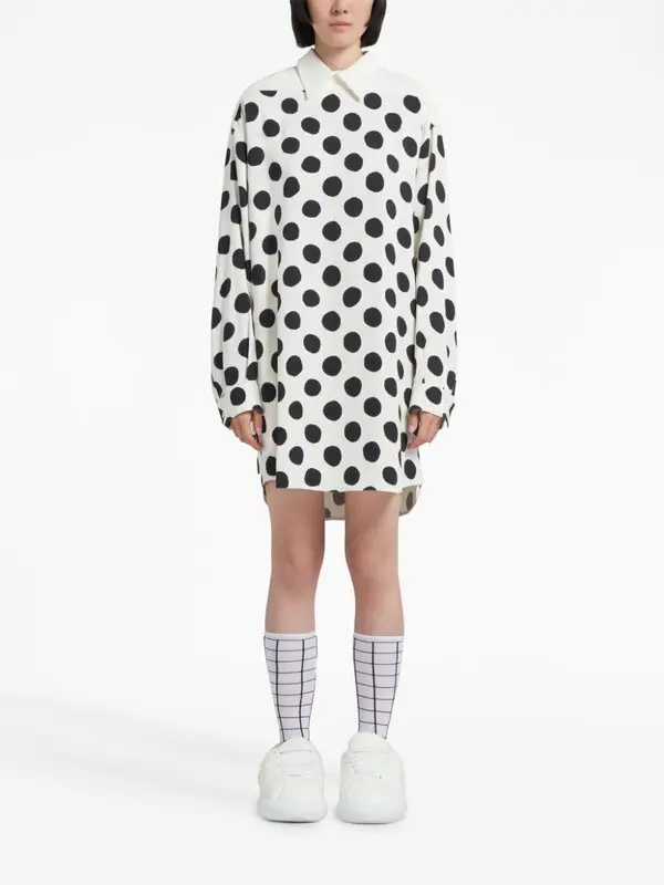 Marni Polka Dot Shirt Dress - White