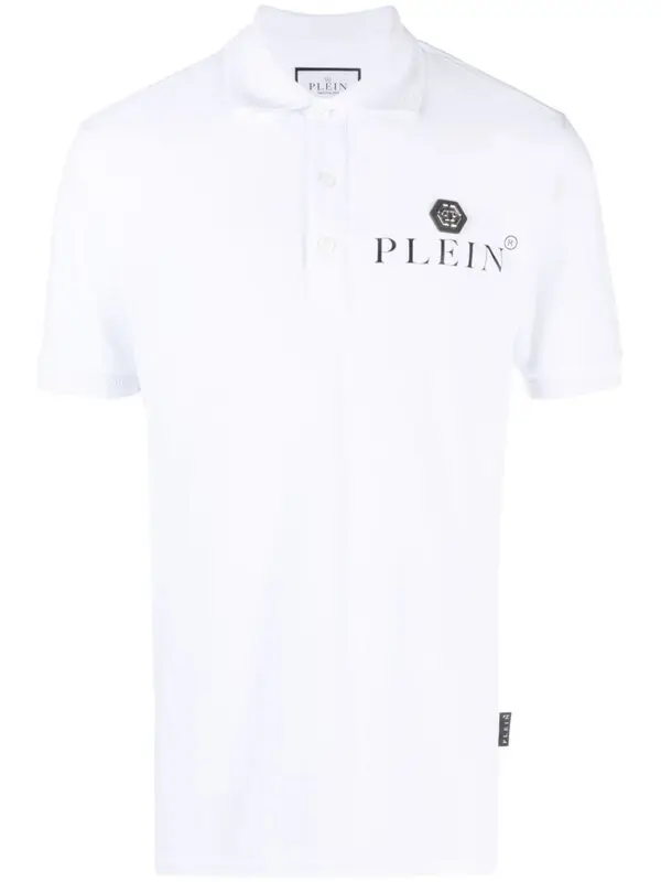 Philipp Plein Iconic Piqué Cotton Polo Shirt - White