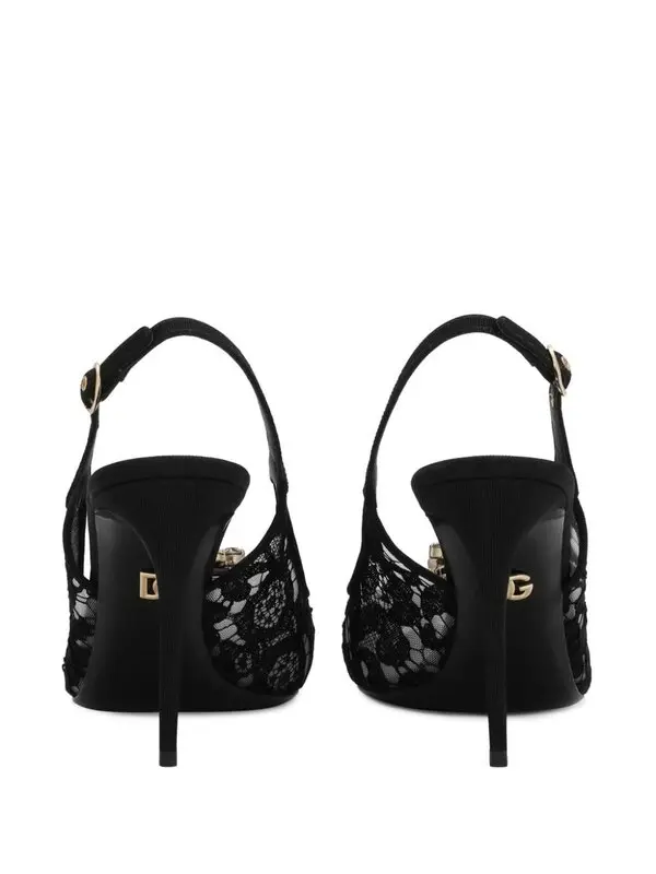 Dolce & Gabbana Crystal Lace Slingback Pumps - Black