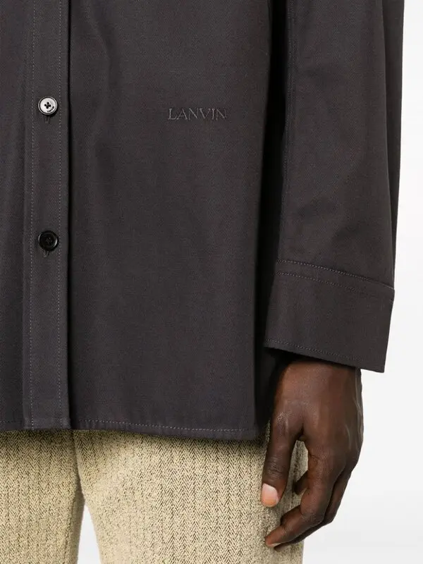 LANVIN Logo-embroidered Cotton Shirt
