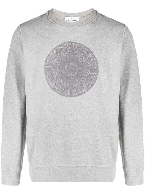 Stone Island Logo-embroidered Cotton Sweatshirt - Grey