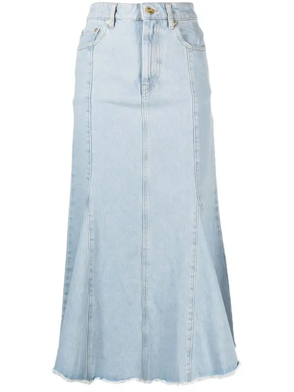 GANNI Denim Peplum Midi Skirt